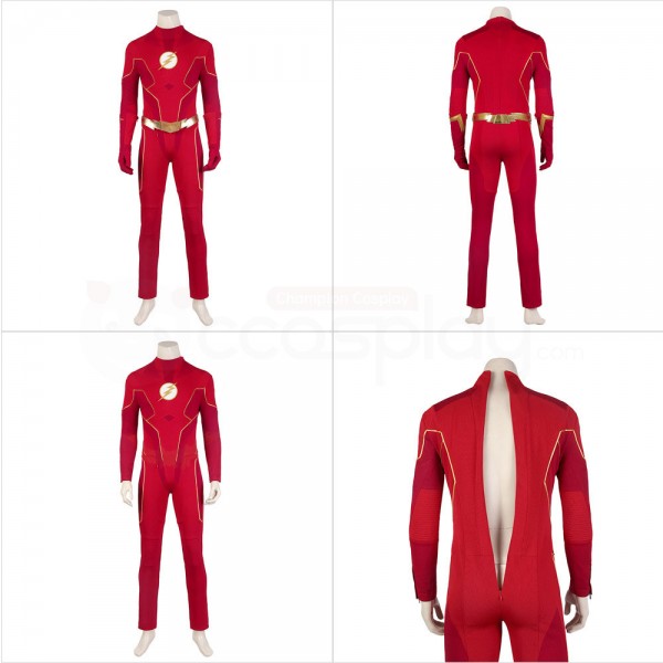 Barry Allen Cosplay Suit Champion Golden Boots - CCosplay