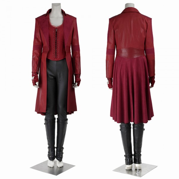 America Civil War Scarlet Witch Cosplay Costume Wanda Maximoff Red Suit ...