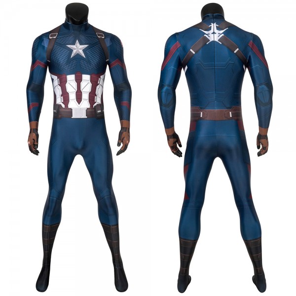 Captain America Jumpsuit Avengers 4 Endgame Steve Rogers Cosplay ...