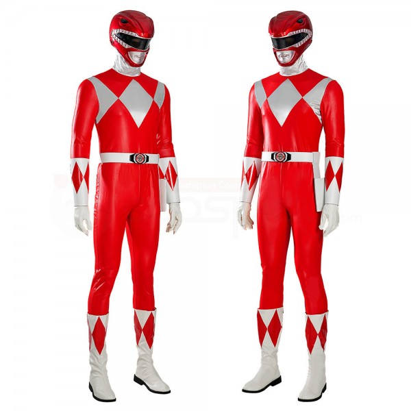 Red Ranger Costume Mighty Morphin Power Rangers Jason Lee Scott Cosplay ...