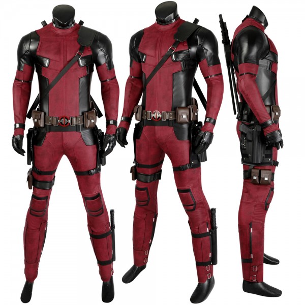 Deadpool Costume Wade Wilson Cosplay Suit Halloween Red Outfit - CCosplay