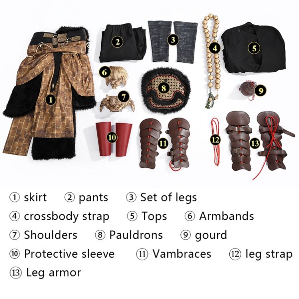 Ebongold Silk Robe Black Monkey Costume Game Cosplay Suit Male ...